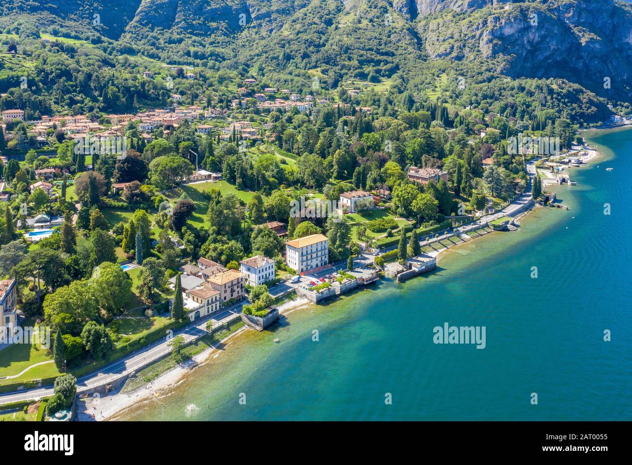 Buildings on peninsula by Lake Como in Lombardy, Italy Stock Photo - Alamy