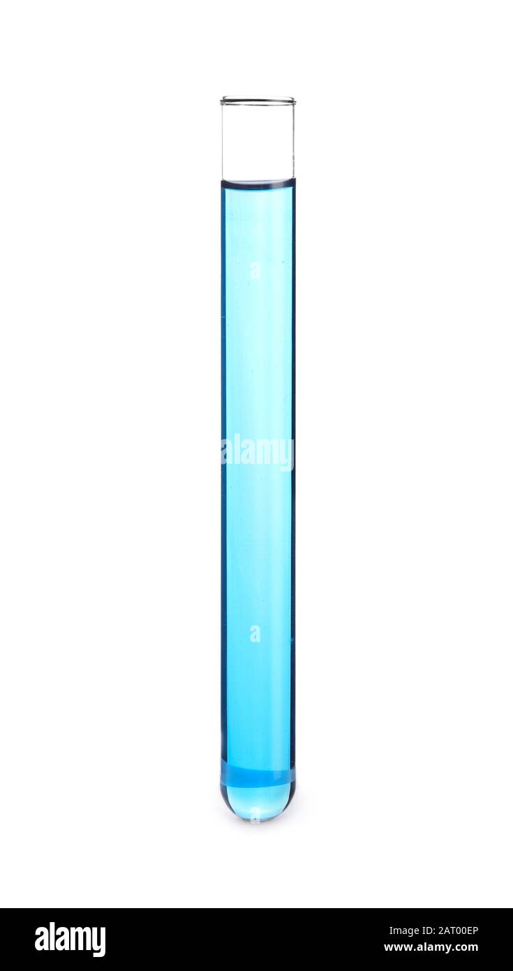 Test tube with sample on white background Stock Photo - Alamy