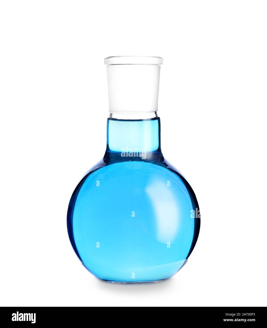 Flask with sample on white background Stock Photo - Alamy