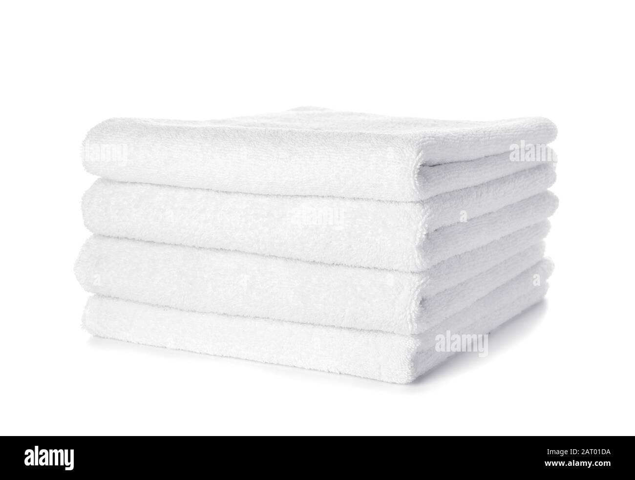 Stack of clean towels isolated on white Stock Photo - Alamy
