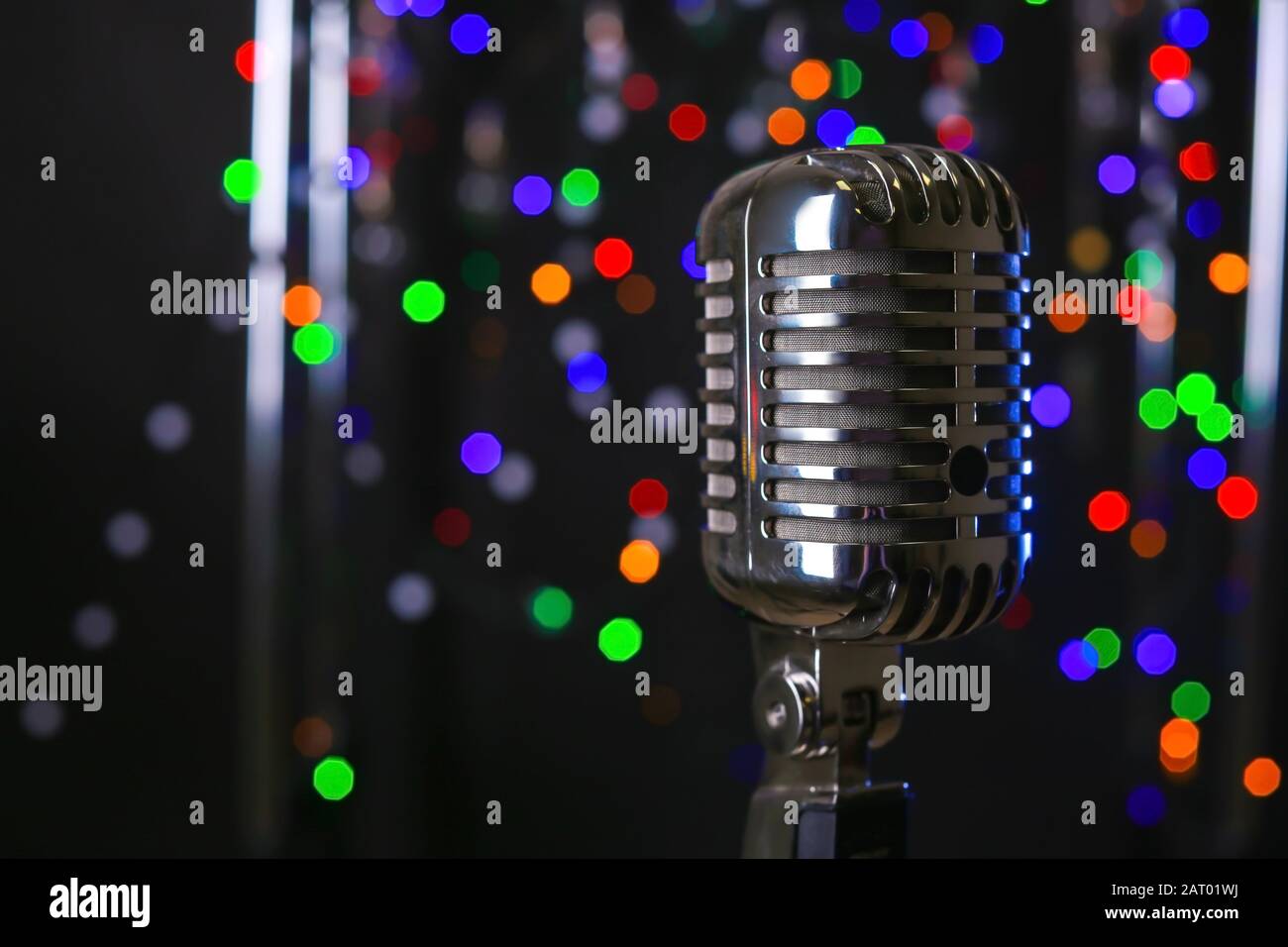 Retro microphone on stage hi-res stock photography and images - Alamy