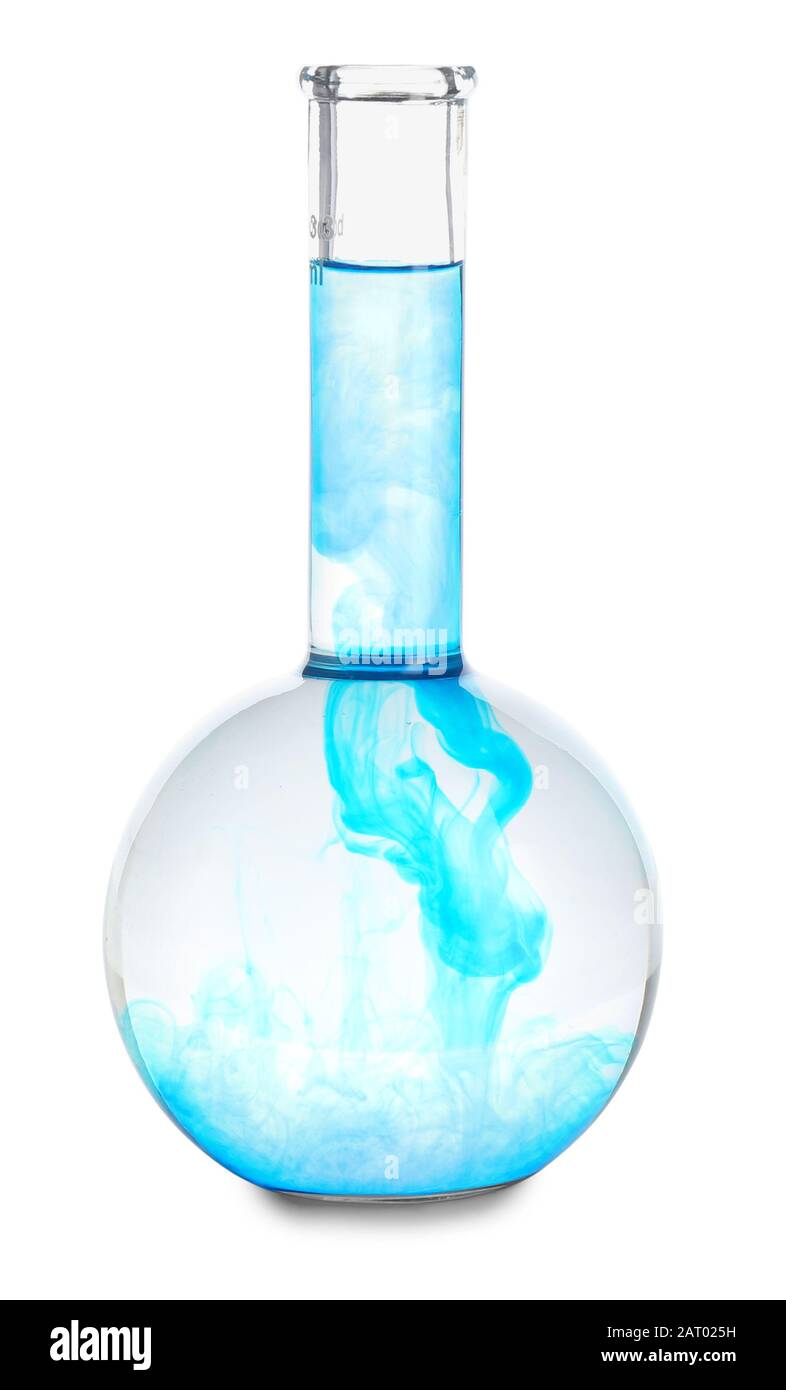 Flask with sample on white background Stock Photo - Alamy