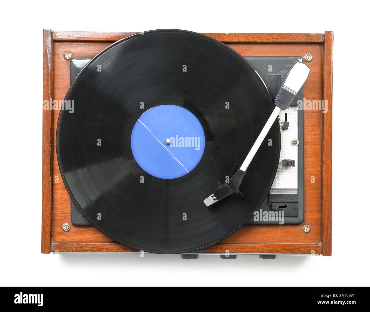 Record player with vinyl disc on white background Stock Photo - Alamy