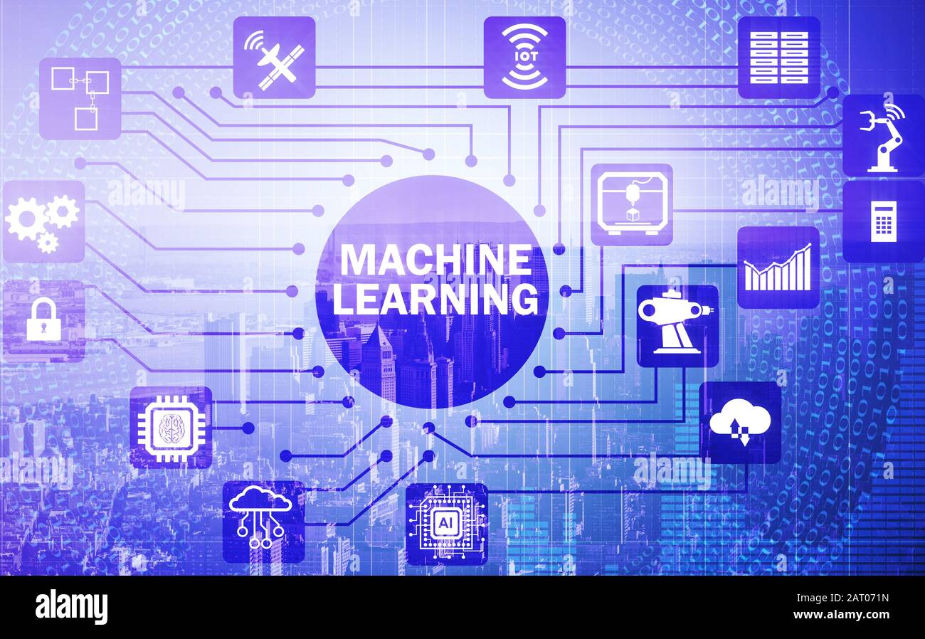 The concept of modern it technology with machine learning Stock Photo ...