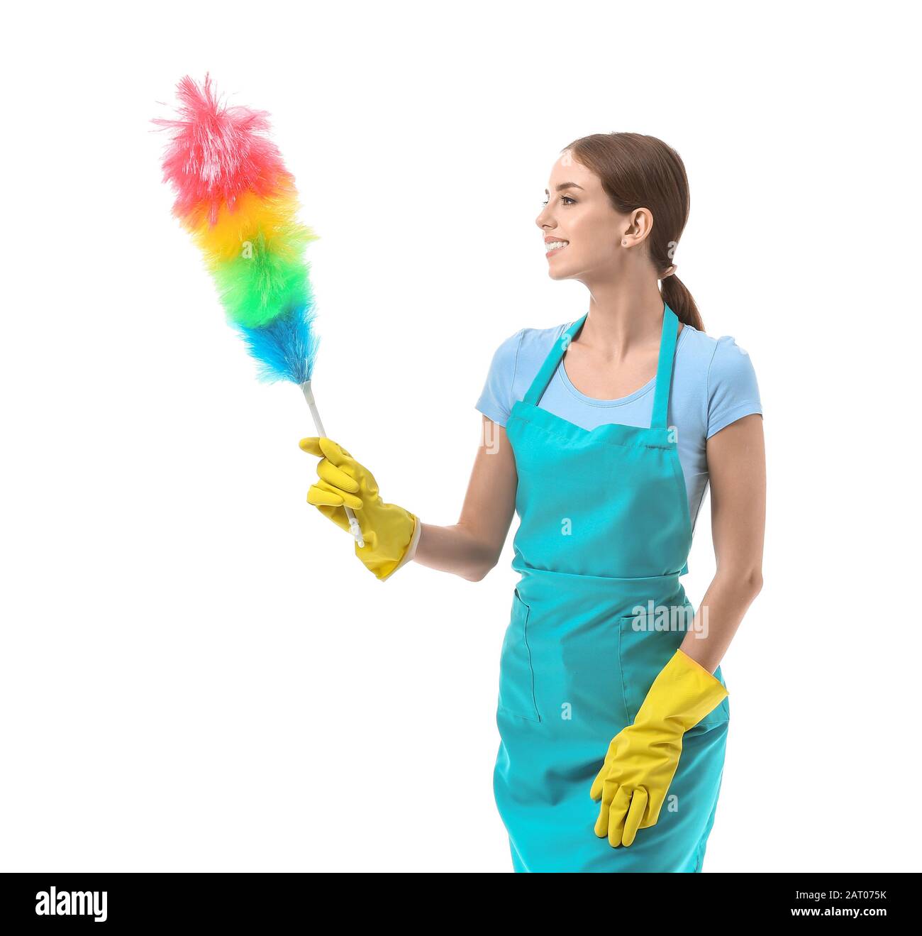 Portrait of janitor on white background Stock Photo - Alamy