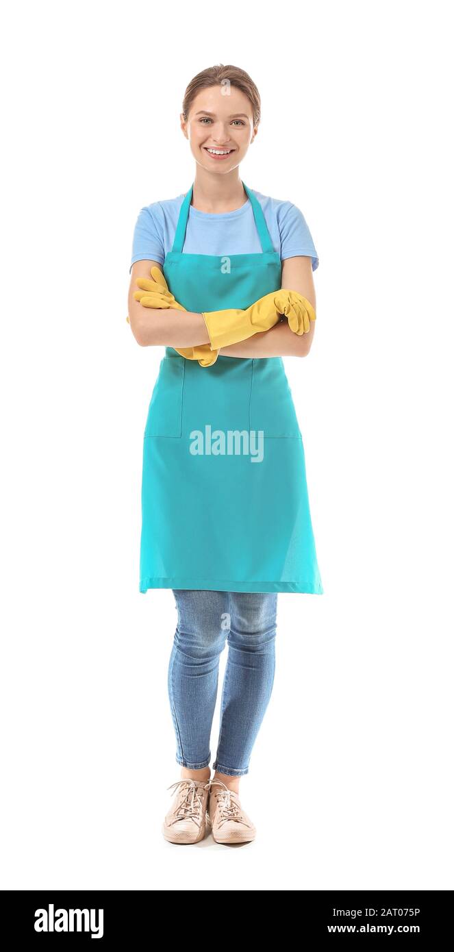 Portrait of janitor on white background Stock Photo - Alamy