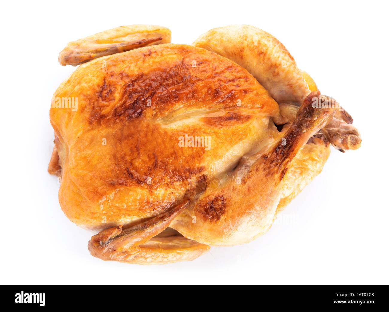 Baked chicken on white background Stock Photo - Alamy