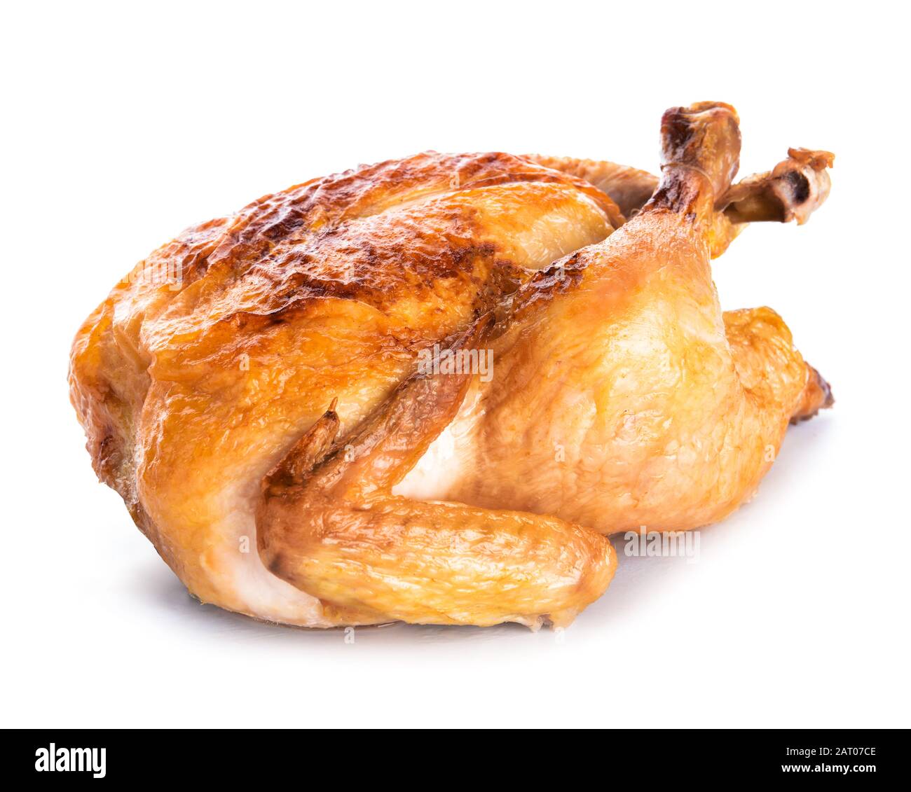 Baked chicken on white background Stock Photo - Alamy