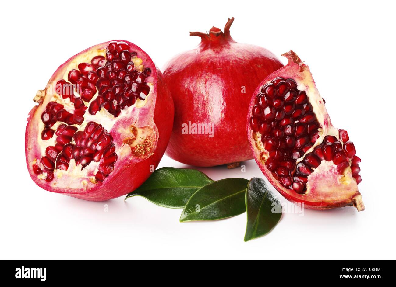 Ripe tasty pomegranates isolated on white Stock Photo - Alamy