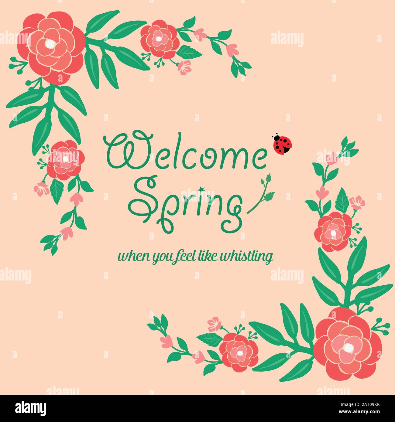 Antique Frame with leaf and seamless wreath, for welcome spring ...