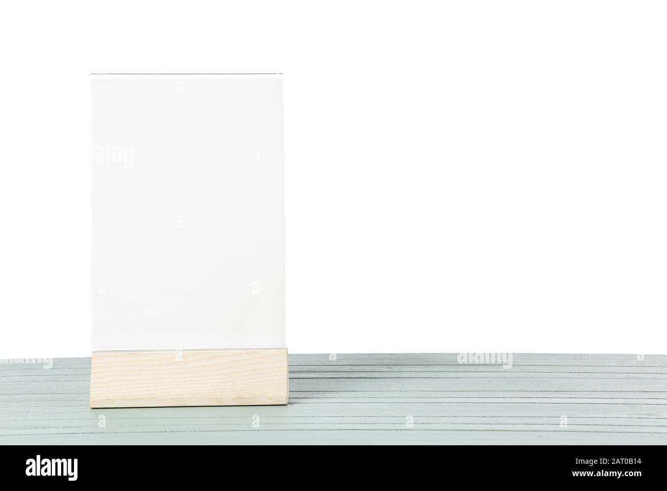 Blank menu on table against white background Stock Photo - Alamy
