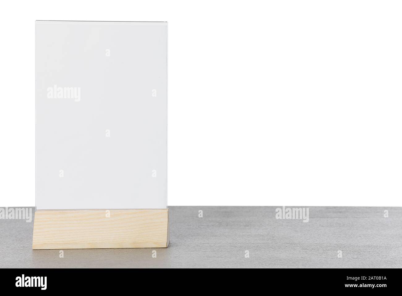 Blank menu on table against white background Stock Photo - Alamy