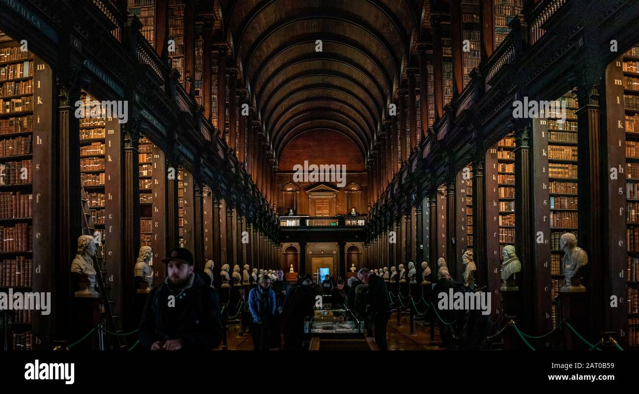 DUBLIN, IRELAND, DECEMBER 21, 2018: The Long Room in the Trinity ...