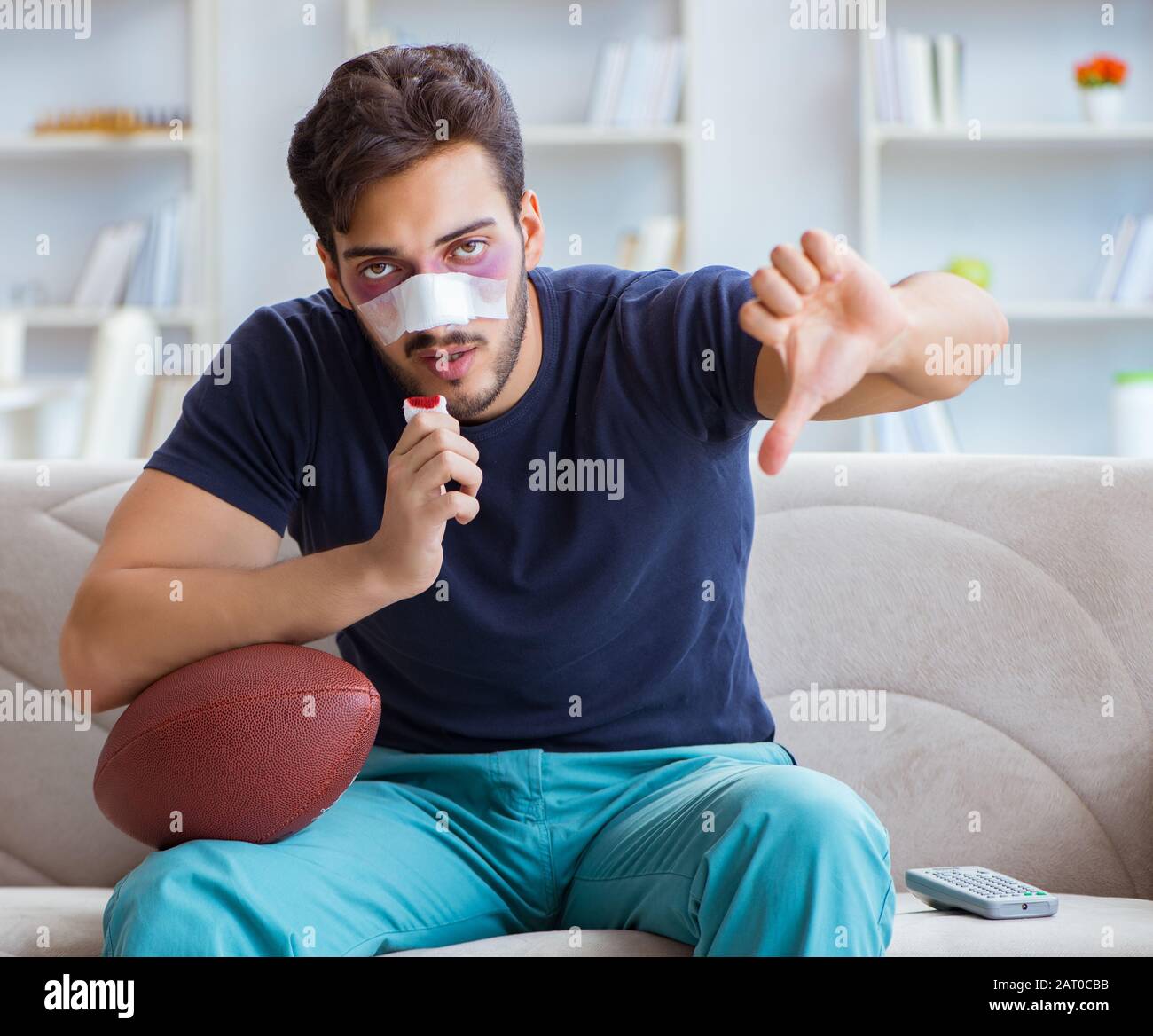 Young man defeated in sports game suffered loss with broken bleeding ...