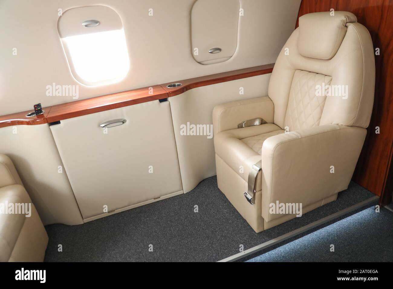 Inside view of modern private airplane Stock Photo - Alamy