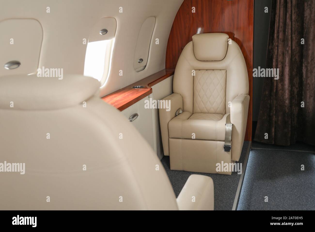 Inside view of modern private airplane Stock Photo - Alamy