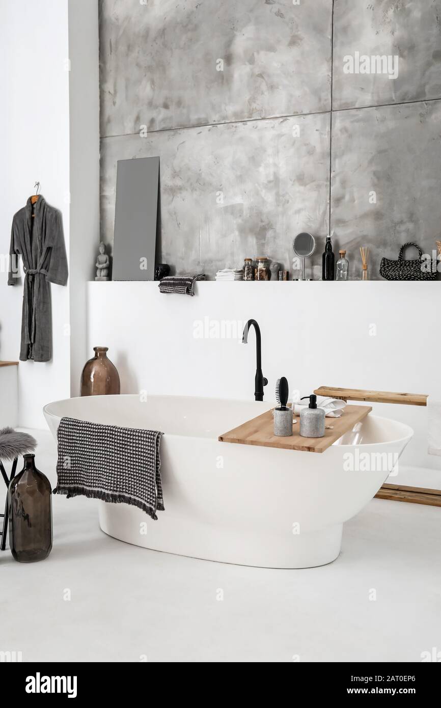 Stylish interior of clean bathroom Stock Photo - Alamy