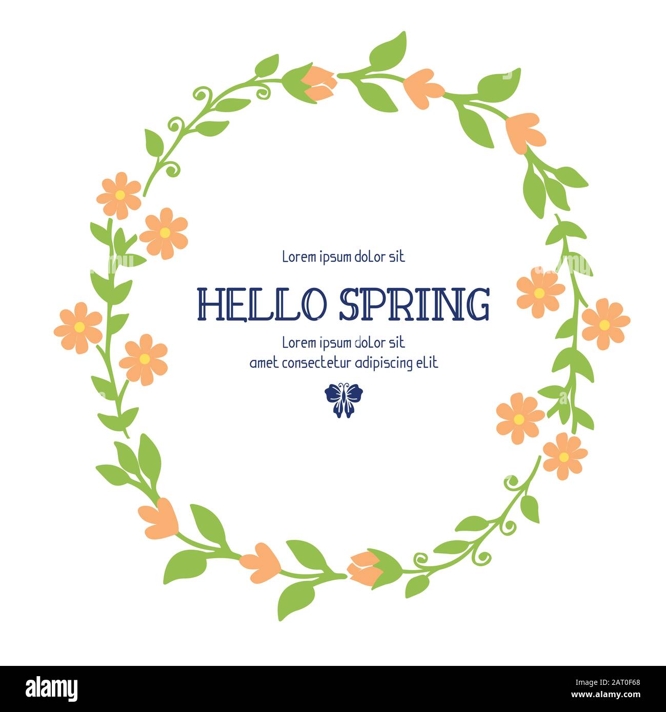 Unique Pattern of leaf and flower frame, for hello spring greeting card ...