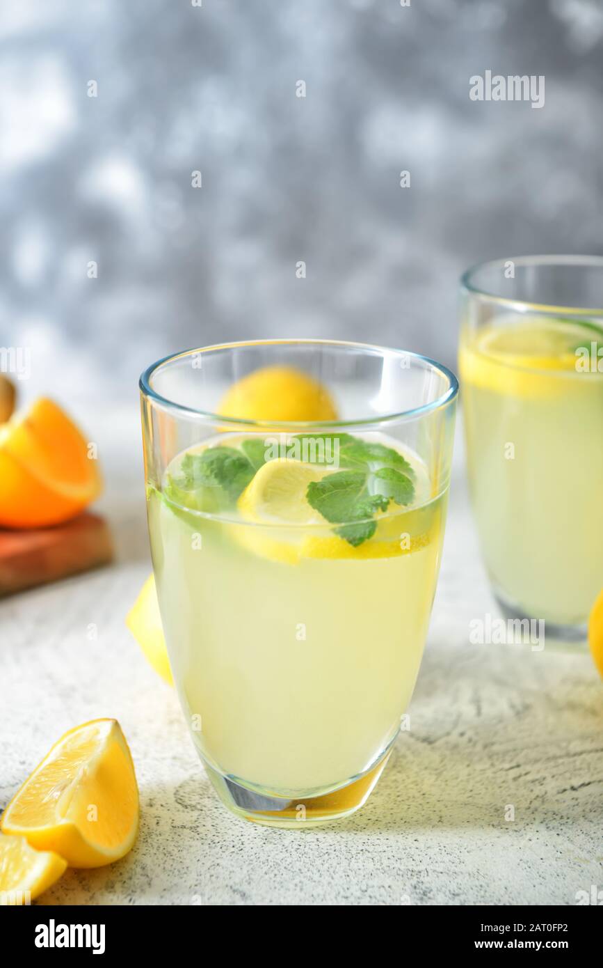 Tasty lemonade on table hi-res stock photography and images - Alamy