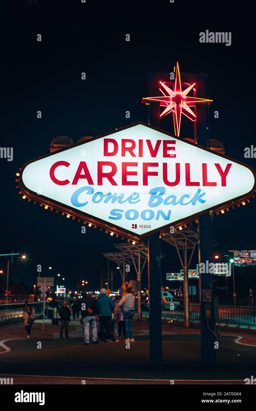 Las Vegas, Nevada, USa - december, 2019 back of Sign reminding you to ...