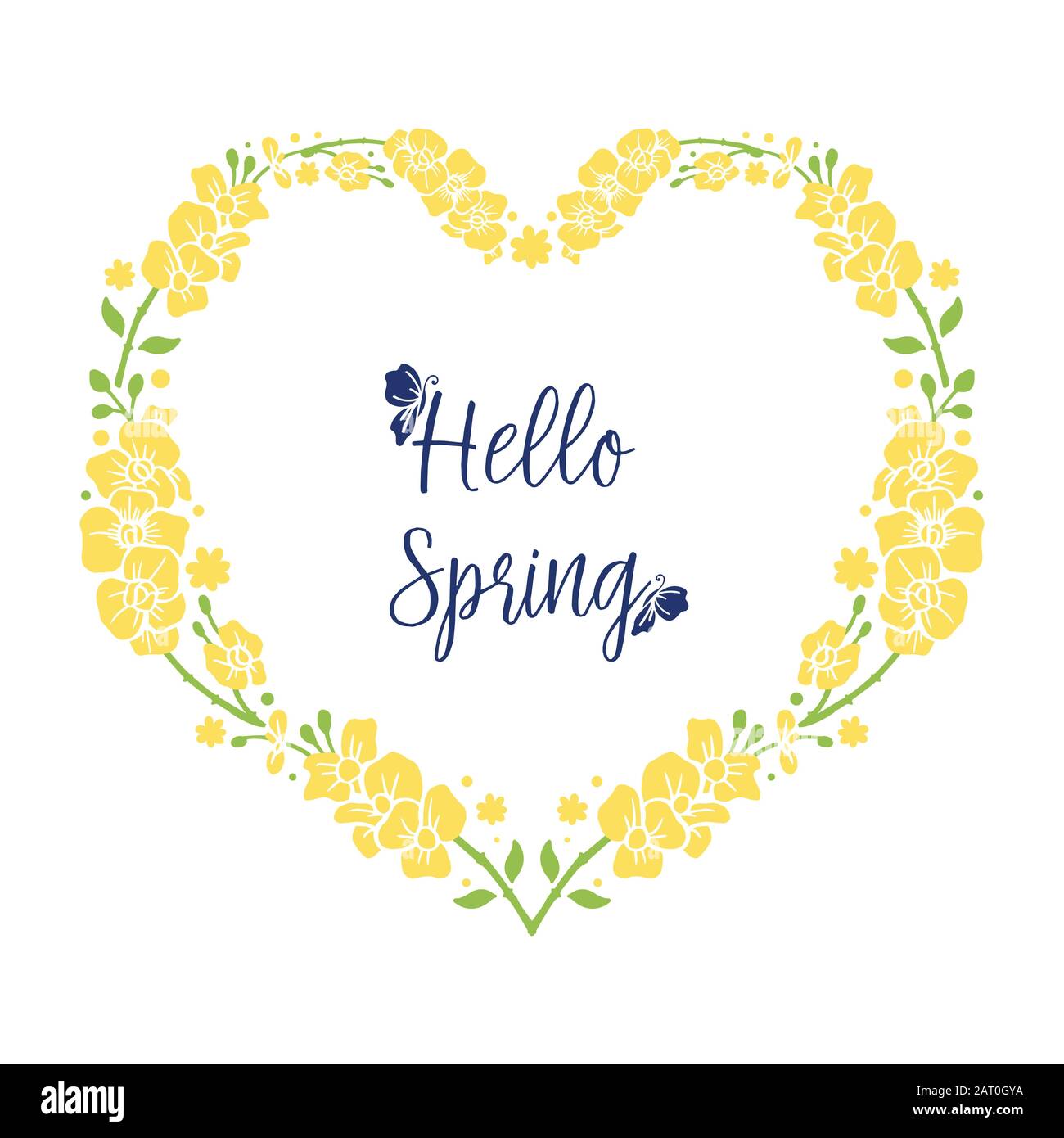 Elegant hello spring greeting card Design, with unique pattern of leaf ...