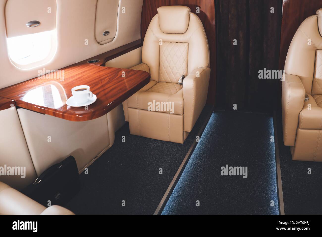 Inside view of modern private airplane Stock Photo - Alamy