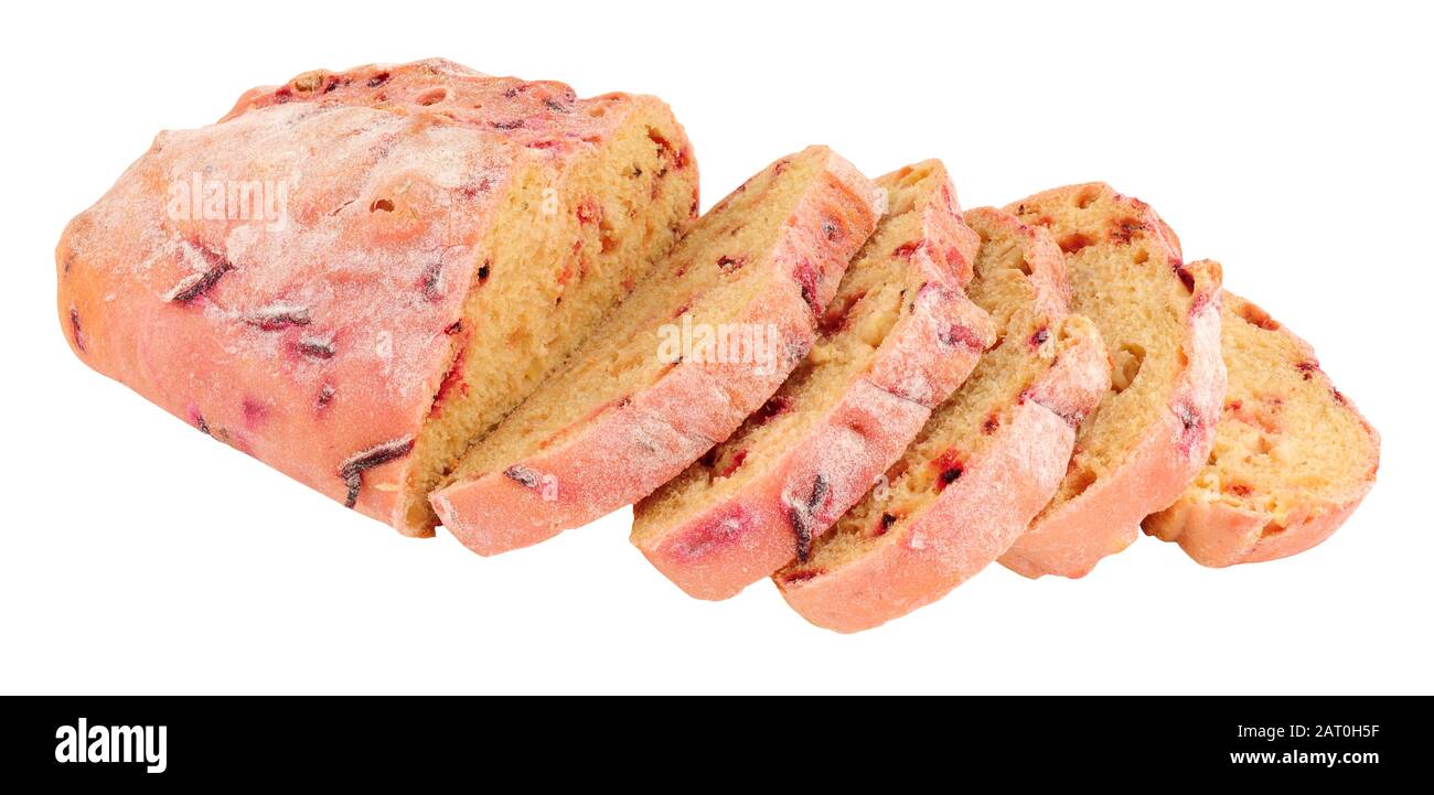 Fresh beetroot bloomer bread loaf isolated on a white background Stock ...