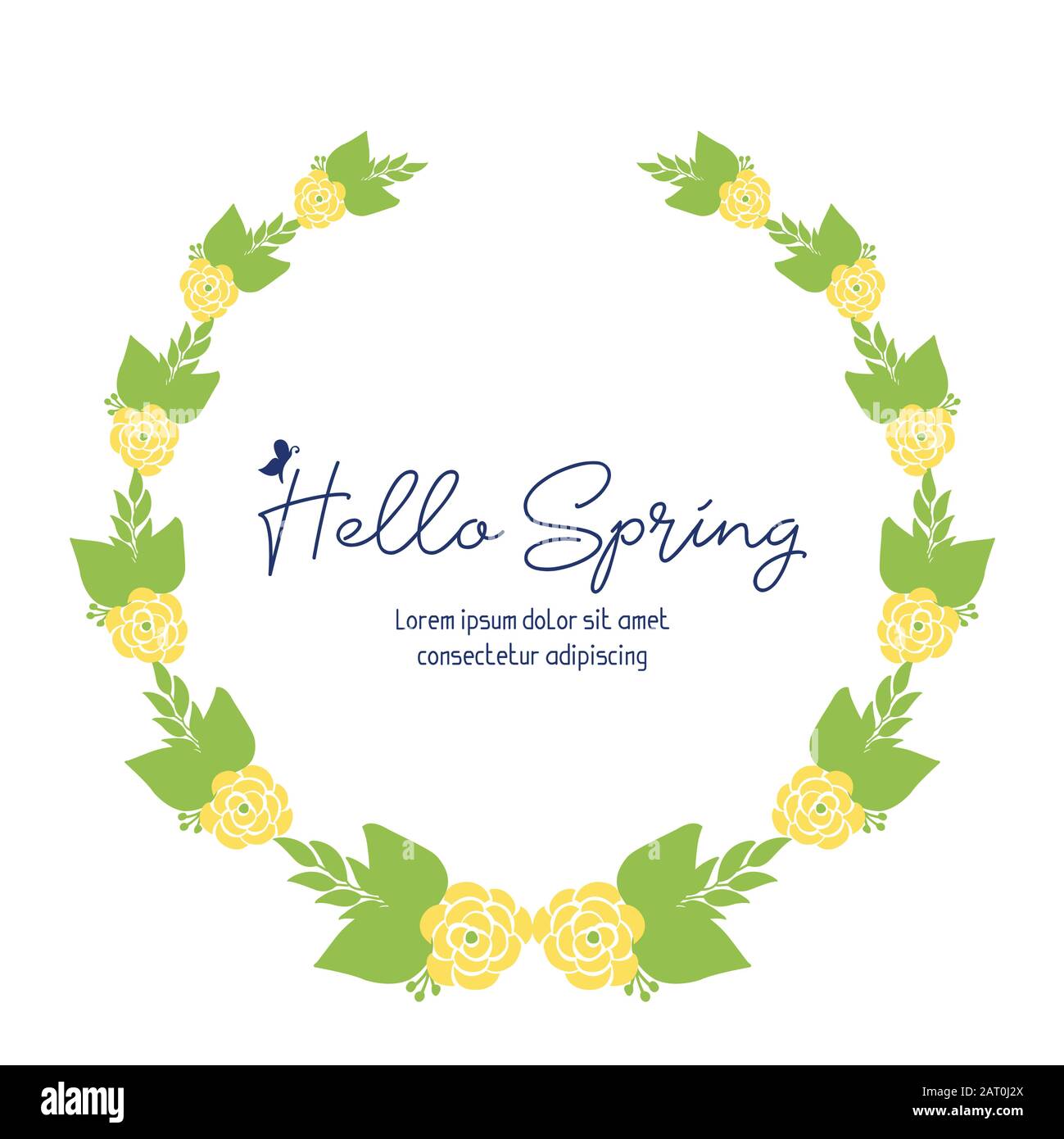 Elegant pattern of leaf and flower frame, for hello spring greeting ...