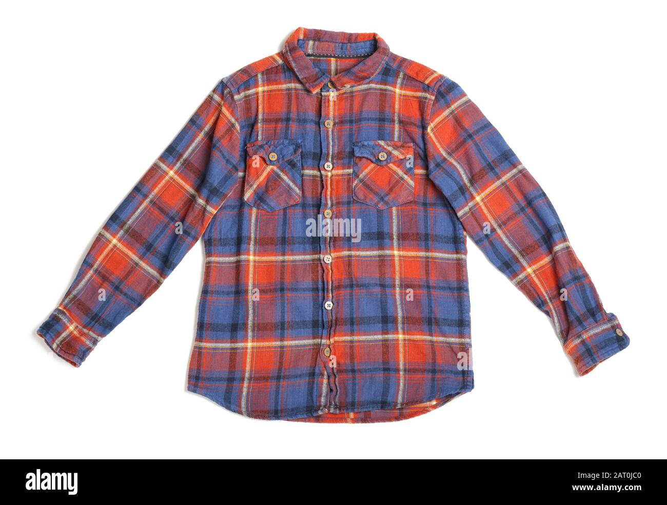 Stylish checkered shirt on white background Stock Photo - Alamy