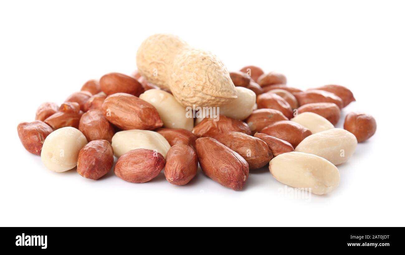 Tasty peanuts on white background Stock Photo - Alamy