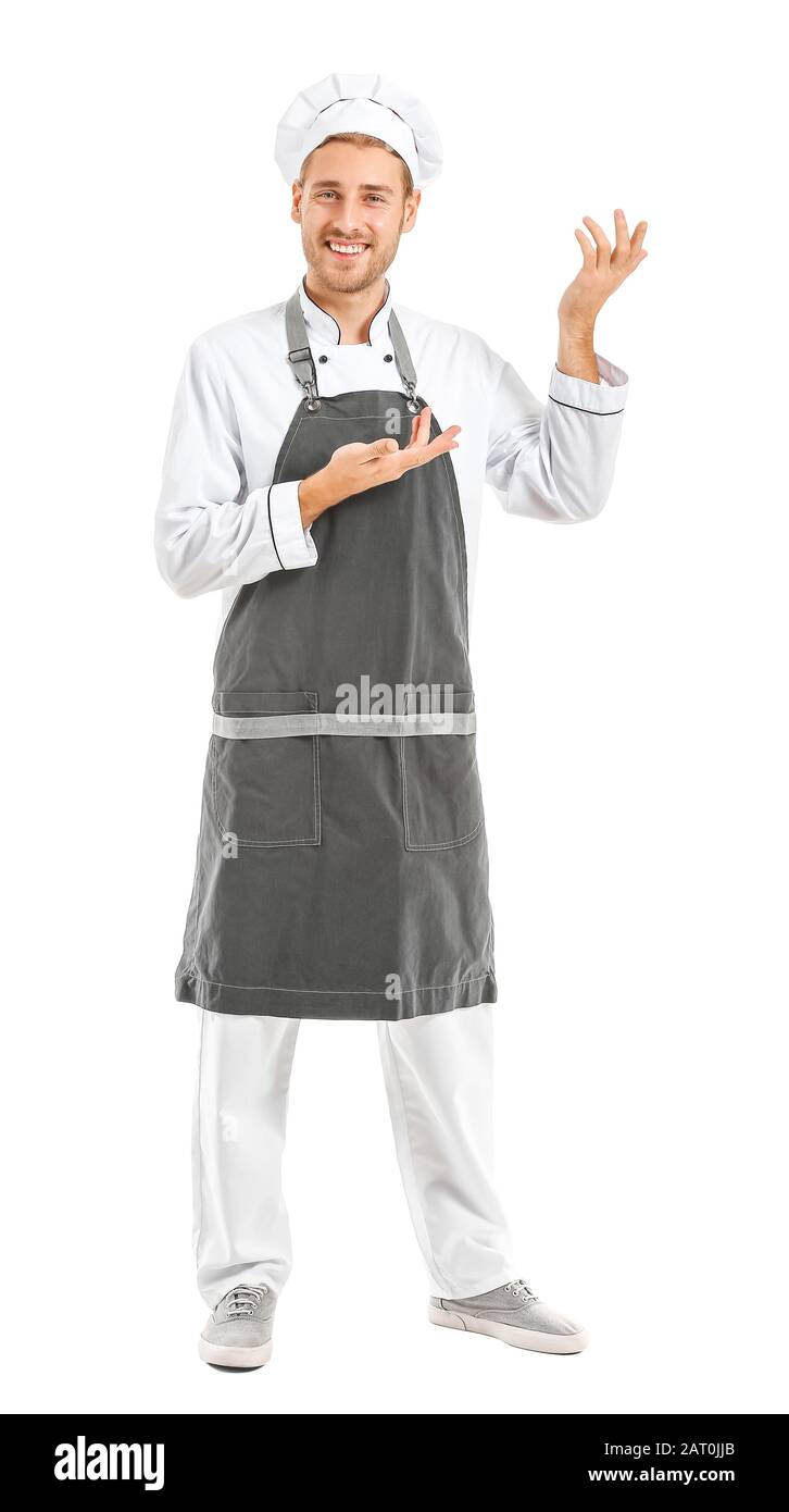 Handsome chef showing menu hi-res stock photography and images - Alamy