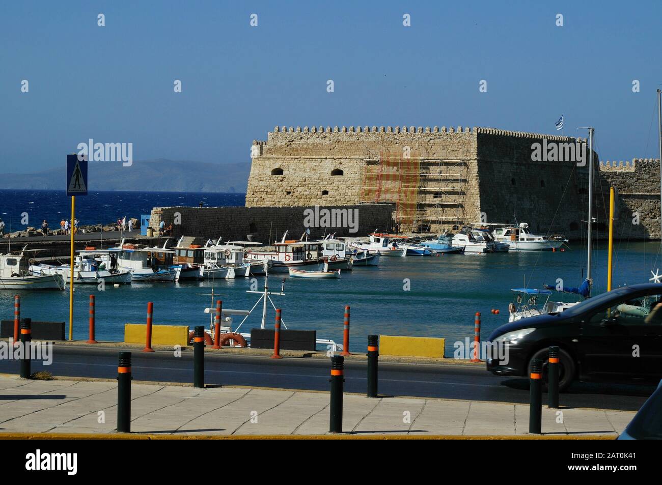 Ancient fortress at the sea port of Agios Nikolaos city, Crete island ...