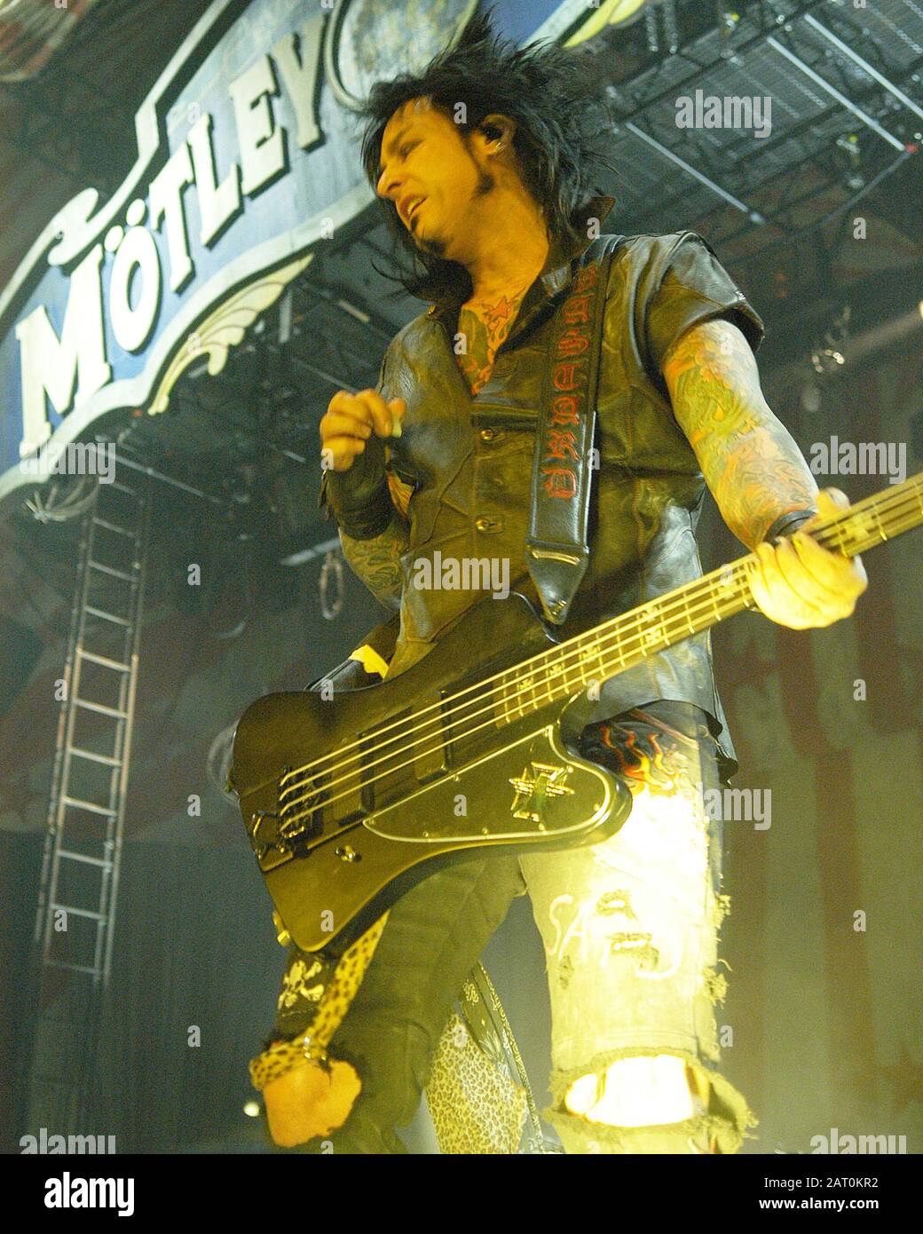 FEBRUARY 20: Nikki Sixx of Motley Crue performs at the Bi-Lo Center in ...