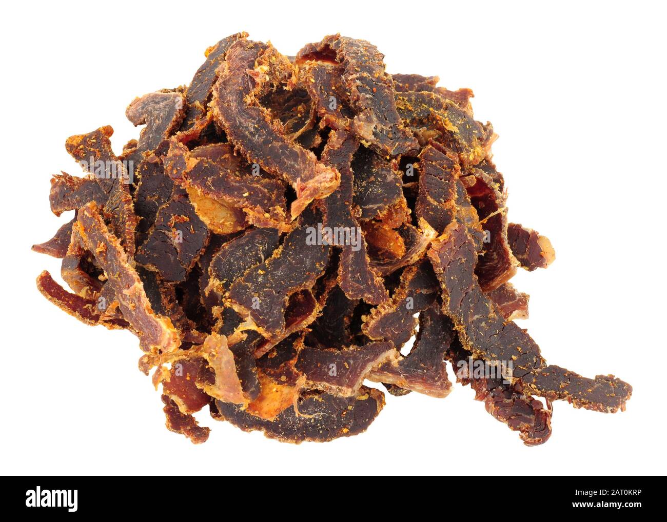 Shredded biltong dried meat isolated on a white background Stock Photo ...