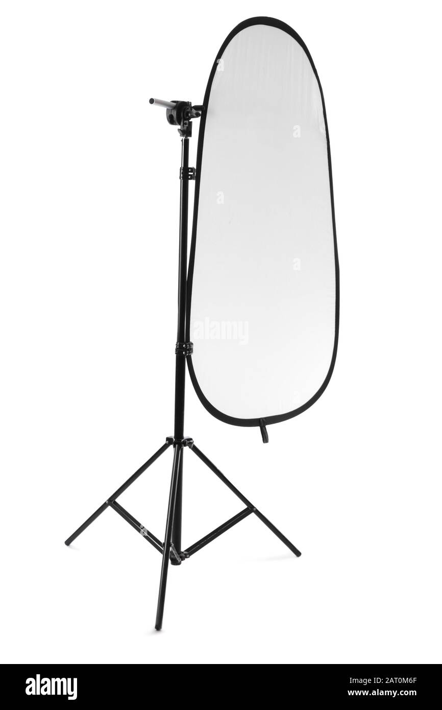Modern photo reflector on white background Stock Photo - Alamy