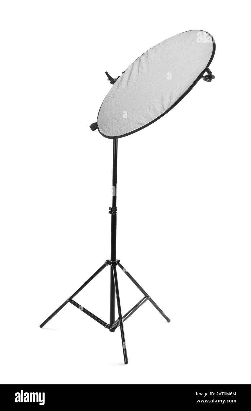 Modern photo reflector on white background Stock Photo - Alamy