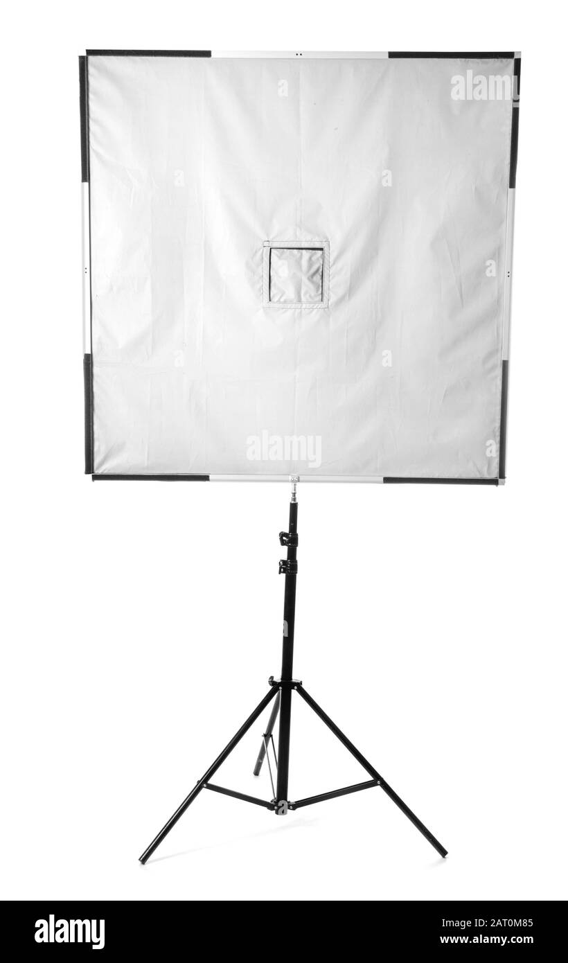 Modern photo reflector on white background Stock Photo - Alamy