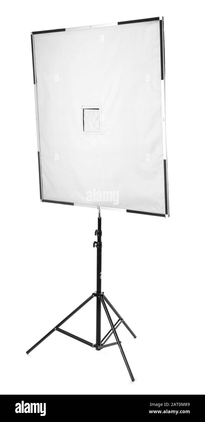 Modern photo reflector on white background Stock Photo - Alamy