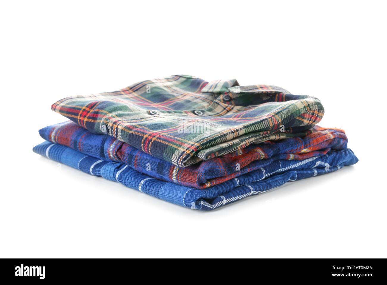 Stack of clean clothes on white background Stock Photo - Alamy