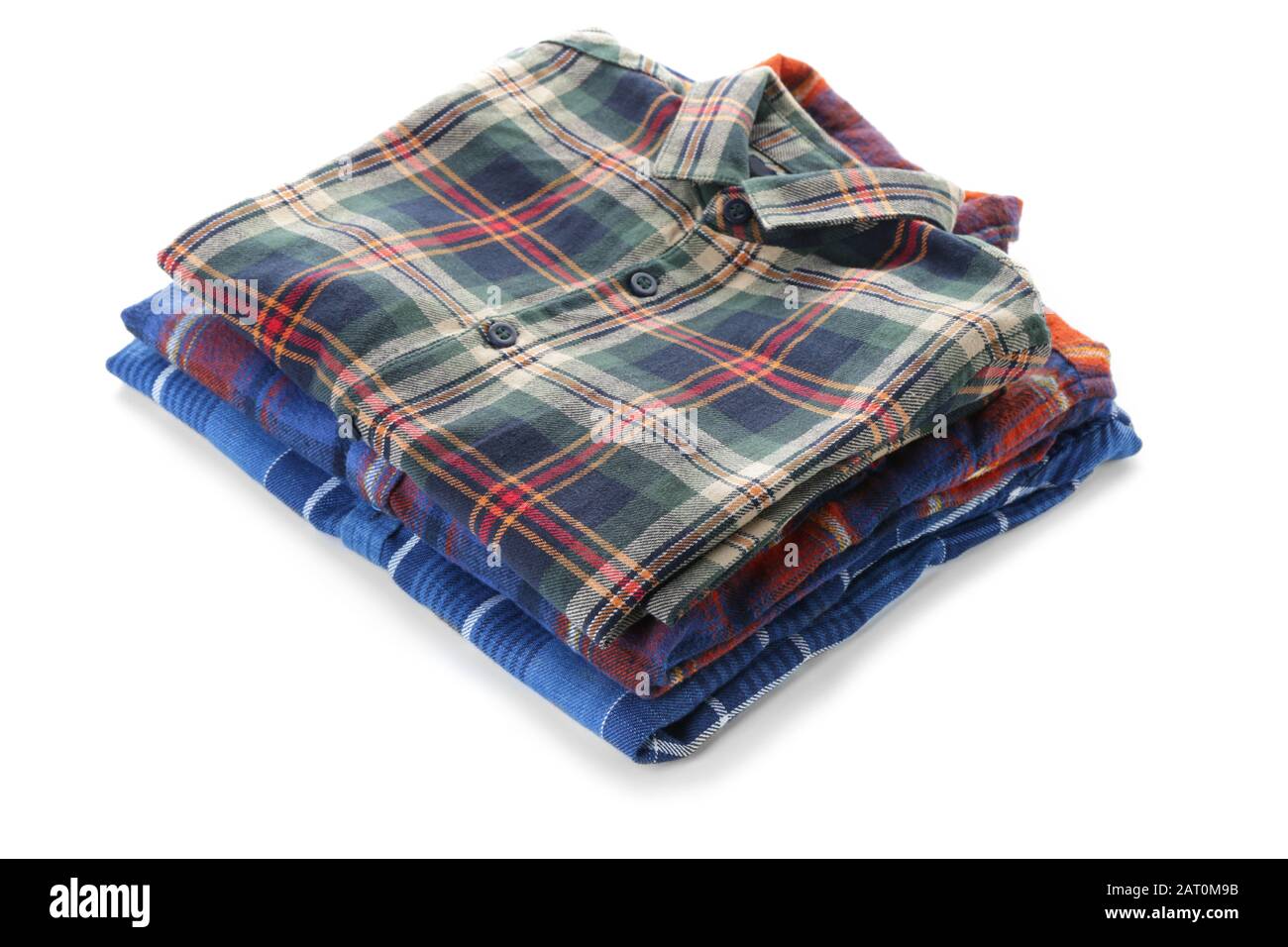 Stack of clean clothes on white background Stock Photo - Alamy