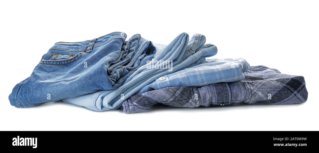 Clean clothes on white background Stock Photo - Alamy
