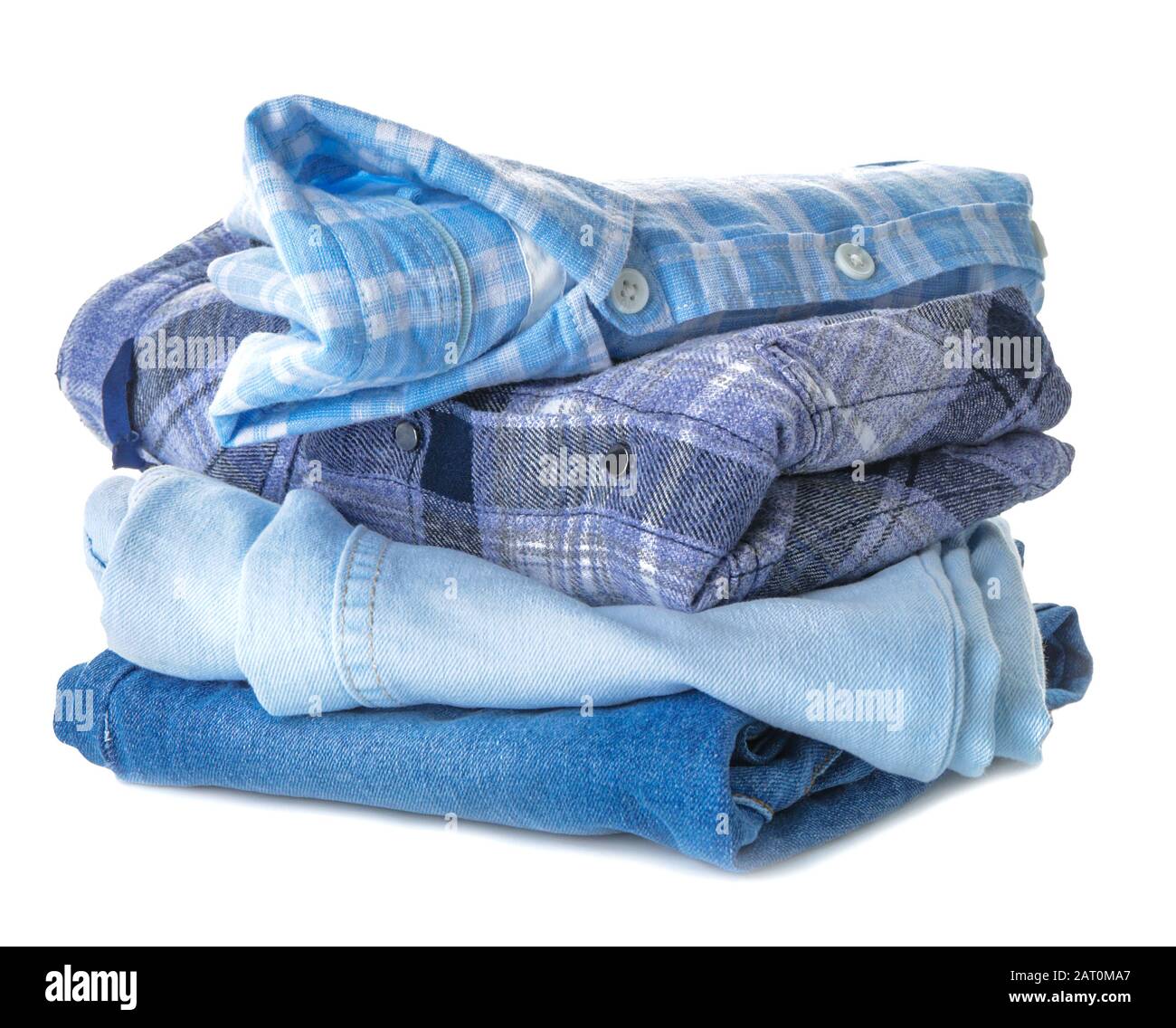 Stack of clean clothes on white background Stock Photo - Alamy