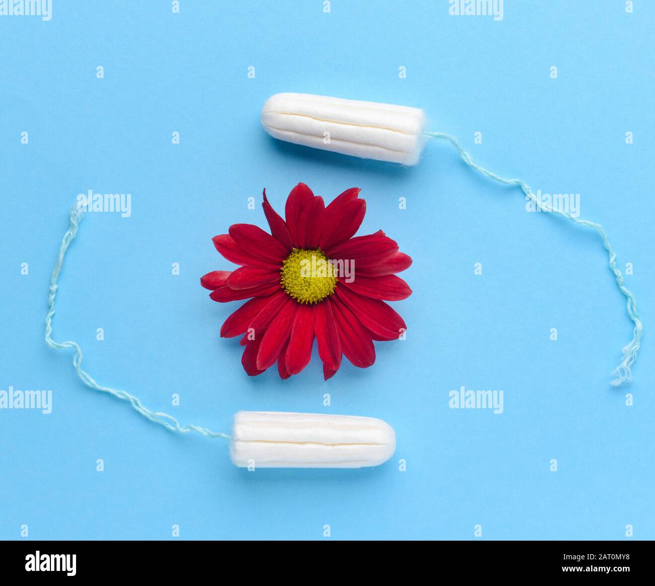 Tampons with flower on color background. Menstruation concept Stock ...