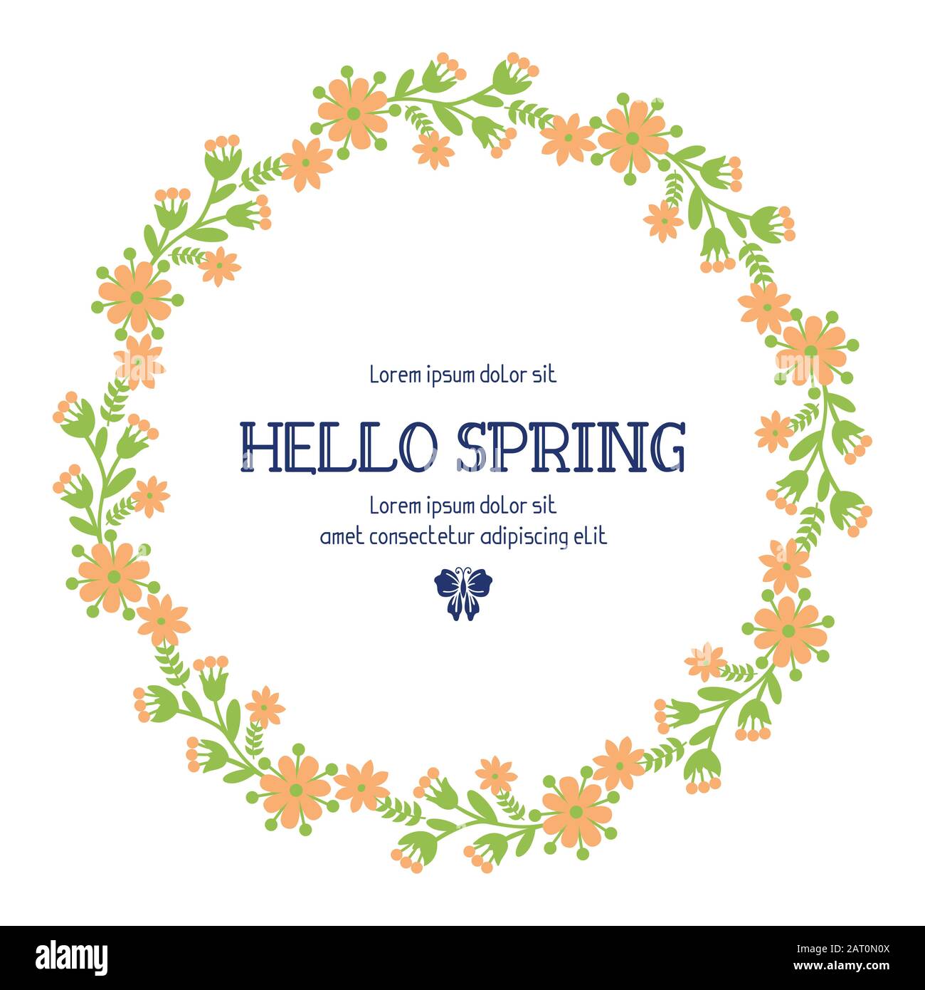 Seamless Ornament of leaf and flower frame, for hello spring invitation ...
