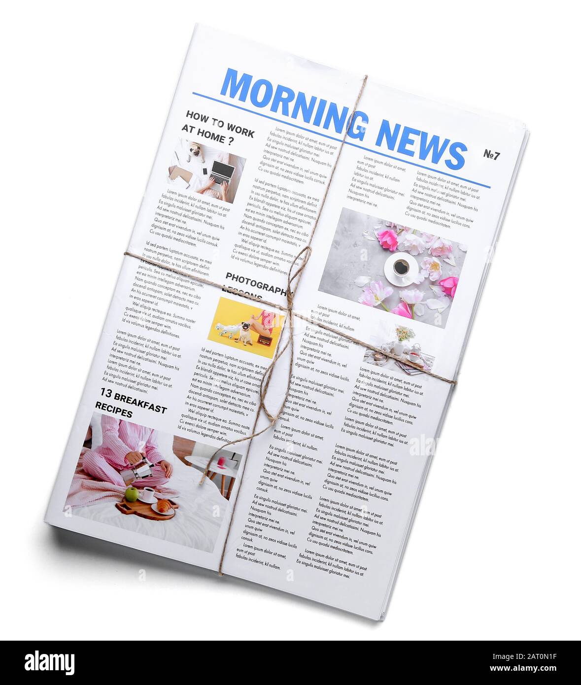 Morning newspaper on white background Stock Photo - Alamy