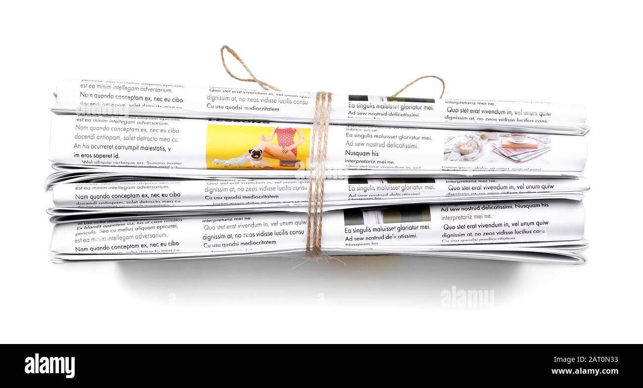 Morning newspapers on white background Stock Photo - Alamy