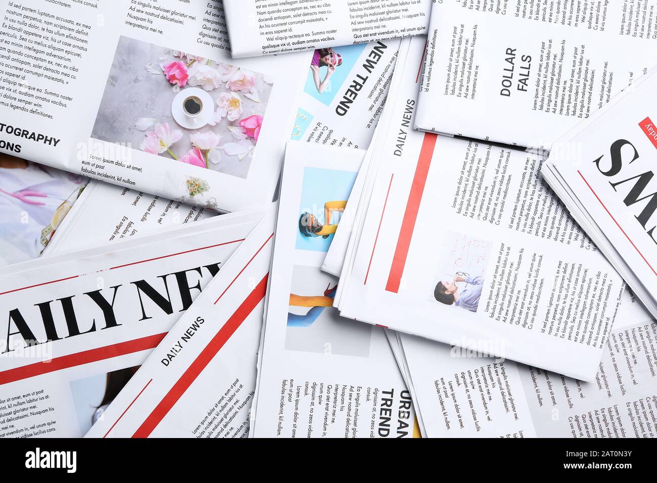 Many different newspapers, top view Stock Photo - Alamy
