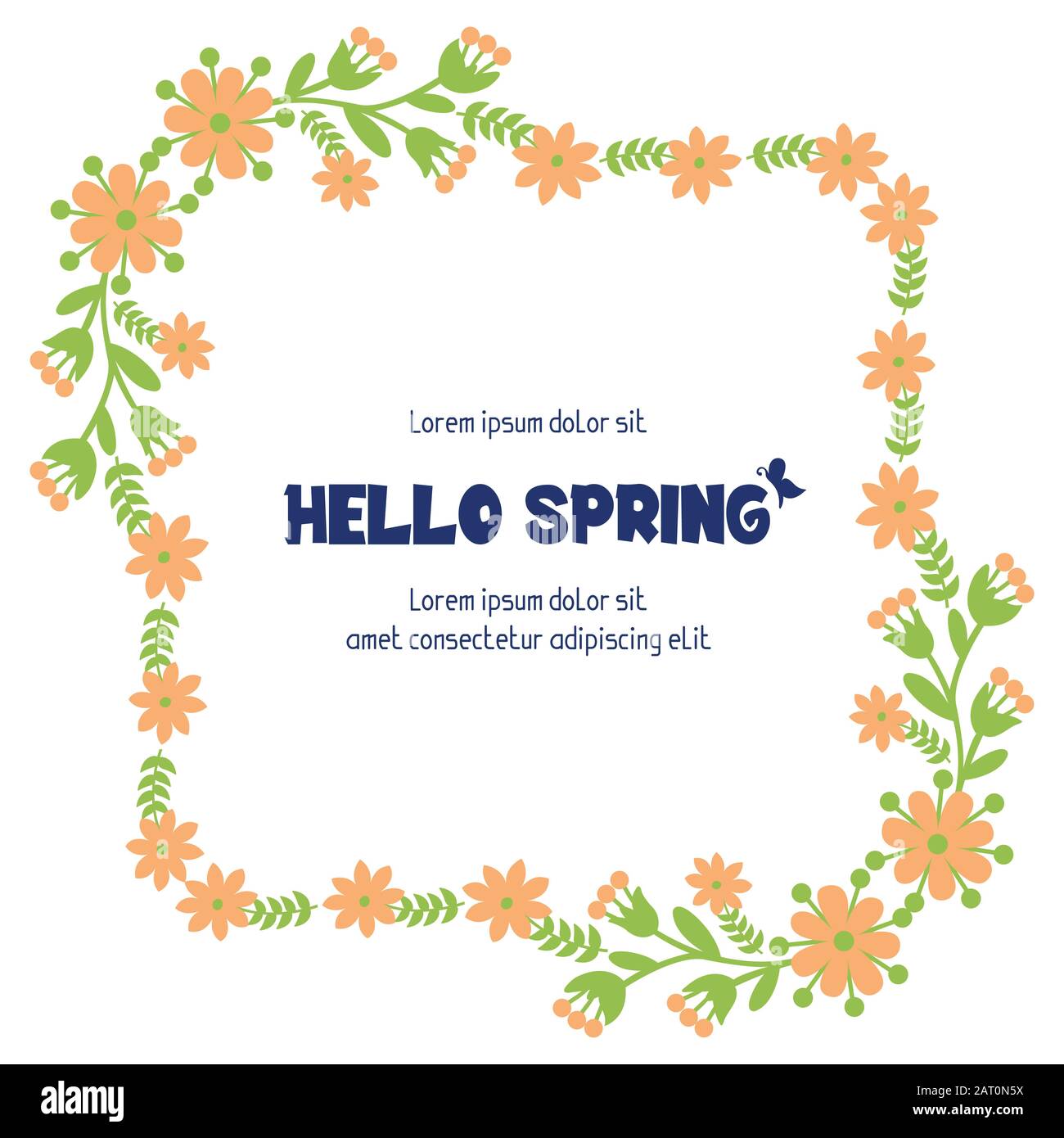 Seamless Ornament of leaf and flower frame, for hello spring invitation ...