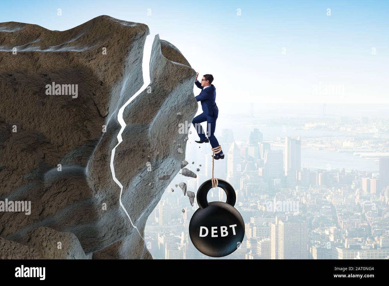 The concept of debt and load with businessman Stock Photo - Alamy