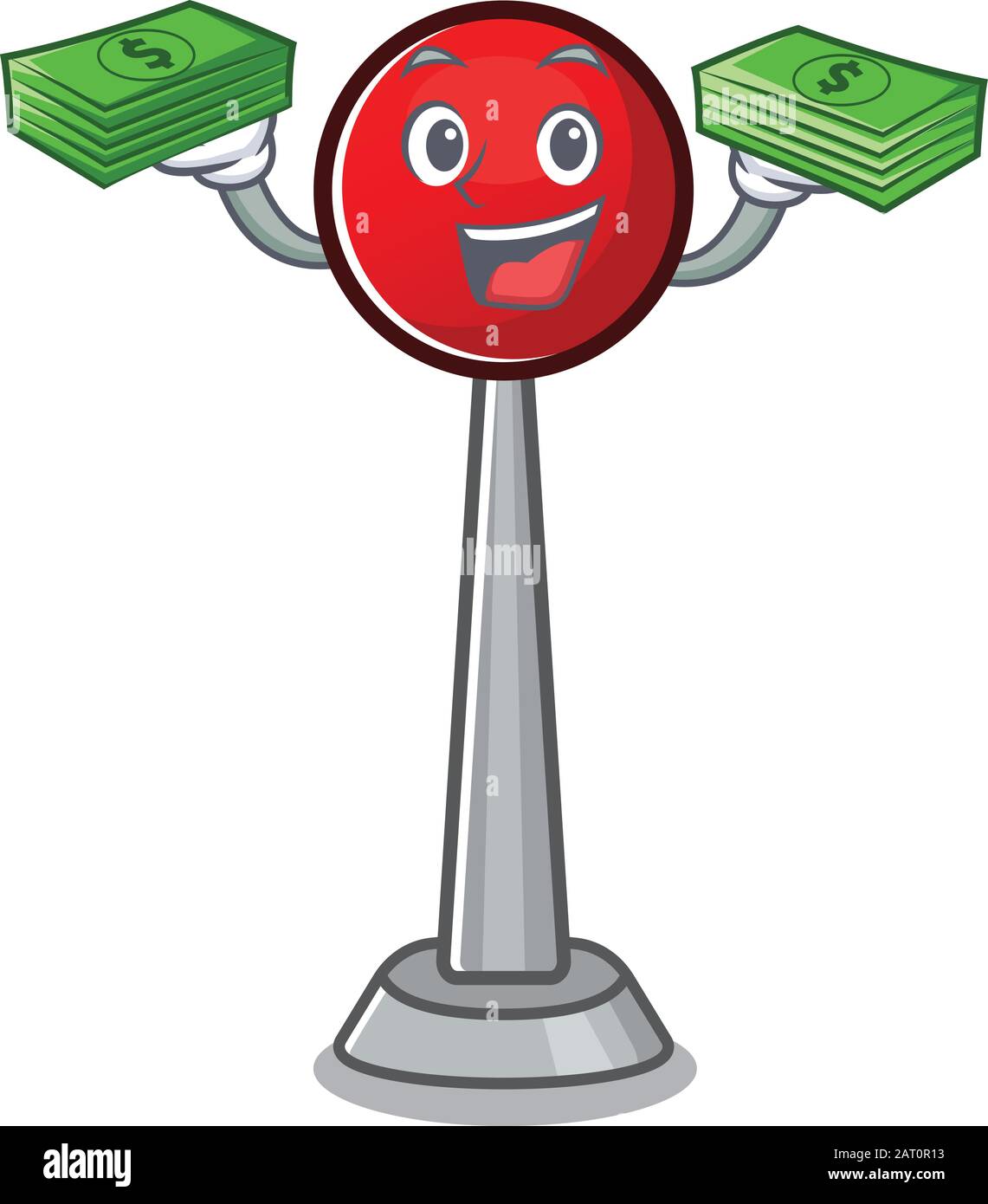 happy rich antenna character with money on hands Stock Vector Image ...